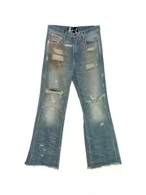 SEKRIT Distressed Patchwork Jeans - Blue