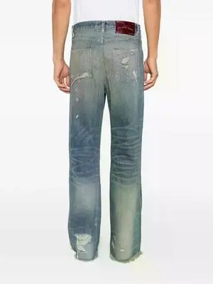 SEKRIT Distressed Patchwork Jeans