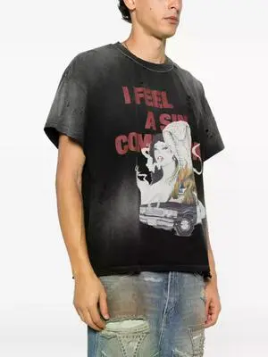 SEKRIT Distressed Graphic-print T-shirt