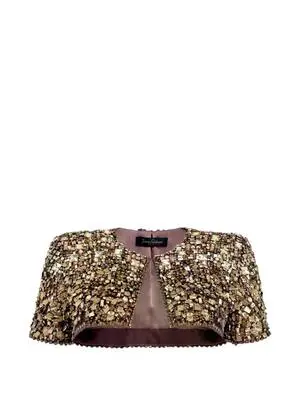 Jenny Packham Chiana Sequin-embellished Jacket - Brown