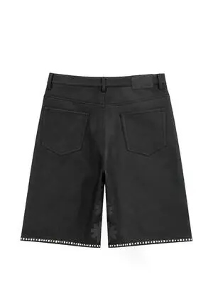 LOSTSHDWS Embellished Sun Logo Faux-leather Shorts - Black
