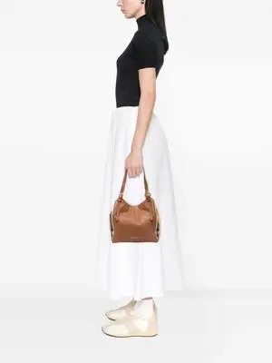 Burberry 2000-2017 Small Derby Calfskin And House Check Canvas Canterbury Tote Bag - Brown