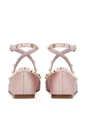 Valentino Garavani Rockstud Satin Ballet Flats