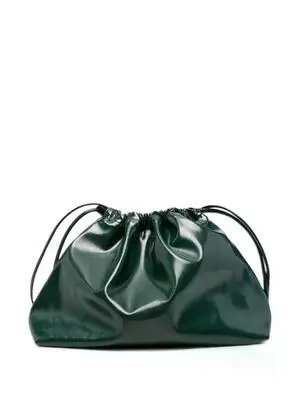 THE FRANKIE SHOP Morgan Drawstring-fastening Ruched Clutch Bag - Green