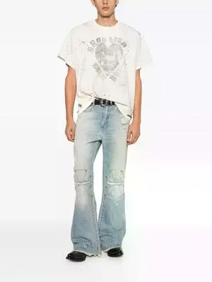 SEKRIT Graphic-print Distressed T-shirt
