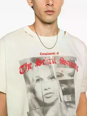 SEKRIT Graphic-print Distressed T-shirt