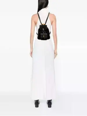 Gucci 20th Century Suede Bamboo Drawstring Backpack - Black