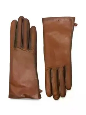 AGNELLE Inès Leather Gloves - Brown