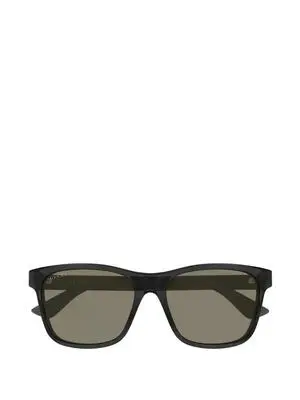 Gucci Web-stripe Square-frame Sunglasses - Grey
