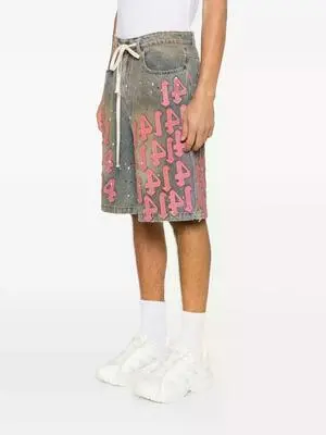 VALE FOREVER Appliqué-patch Paint-splatter Shorts