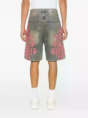 VALE FOREVER Appliqué-patch Paint-splatter Shorts