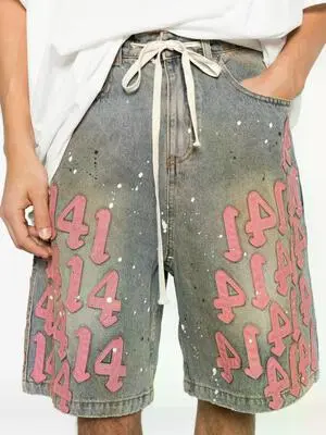 VALE FOREVER Appliqué-patch Paint-splatter Shorts