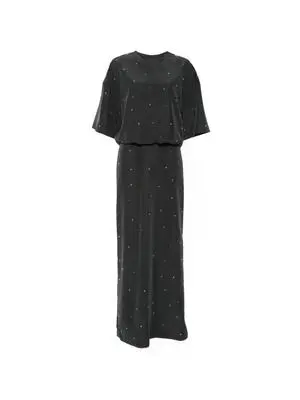 ALYSI Crystal-embellished Short-sleeve Maxi Dress - Black