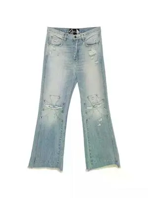 SEKRIT Distressed Panelled Jeans - Blue