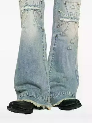 SEKRIT Distressed Panelled Jeans