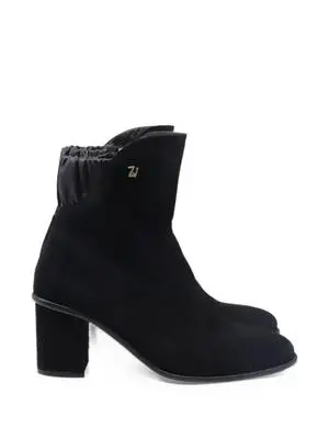 Zadig&Voltaire Ruched Suede Ankle Boots - Black
