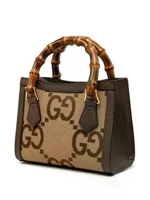 Gucci 2016-2026 Mini Jumbo Gg Canvas Bamboo Diana Satchel