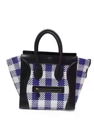 Celine Mini Luggage Plaid Tote Bag - Blue