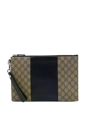 GUCCI 2000-2015 Gg Supreme Wristlet Zip Pouch Clutch Bag