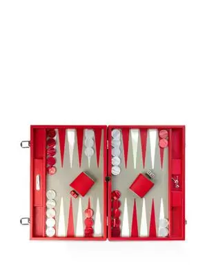 HECTOR SAXE Baptiste Leather Backgammon Set - Red