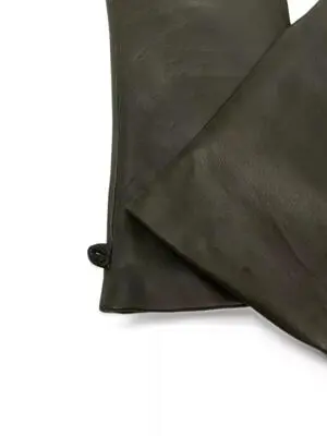 AGNELLE Inès Leather Gloves - Green