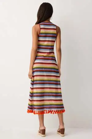 Ramy Brook Mya Striped Crochet Knit Midi Coverup Dress
