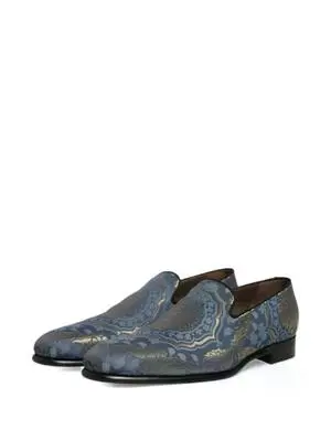 Dolce & Gabbana Floral-brocade Slip-on Loafers - Blue