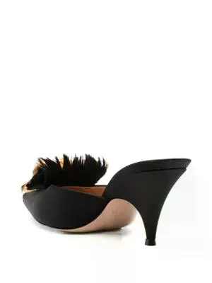 GIANVITO ROSSI Feather-trim Satin Pumps