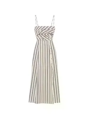 Ulla Johnson Anise Striped Pleated-bodice Maxi Dress