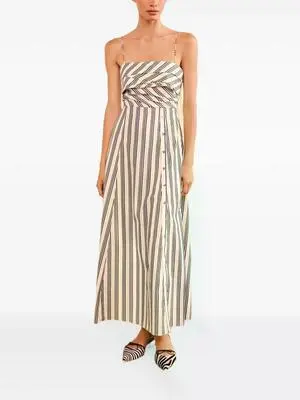 Ulla Johnson Anise Striped Pleated-bodice Maxi Dress