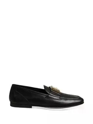 Dolce & Gabbana Logo-plaque Leather Loafers - Black
