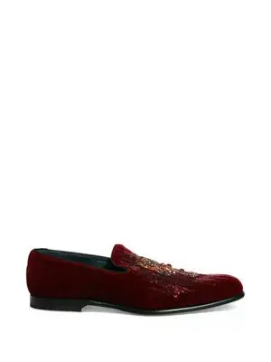Dolce & Gabbana Crystal-embellished Loafers - Red