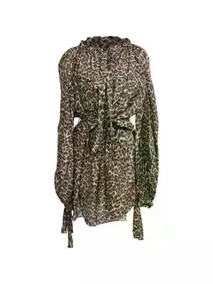 Zimmermann Suraya Leopard-print Off-shoulder Dress - Brown
