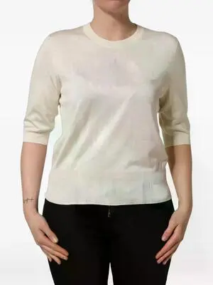 Dolce & Gabbana Off-white 3/4-sleeves Crew-neck Pullover Sweater - Neutrals