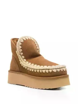 Mou Mini Eskimo Platform Crochet-stitch Boots - Brown