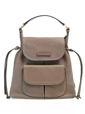 THE BRIDGE Pebbled Leather Backpack - Neutrals