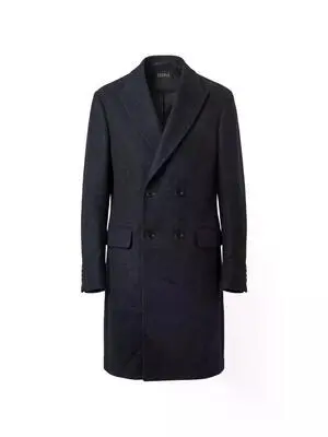 Zegna Double-breasted Peak-lapel Coat - Blue