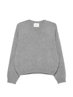 LISA YANG Cyrilla V-neck Dropped-shoulder Sweater - Grey