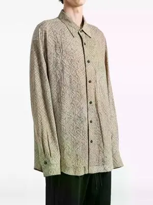 ZIGGY CHEN Grid-print Raw-cut Shirt
