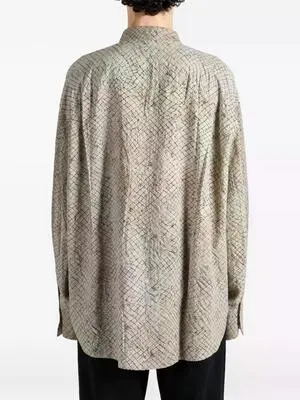 ZIGGY CHEN Grid-print Raw-cut Shirt