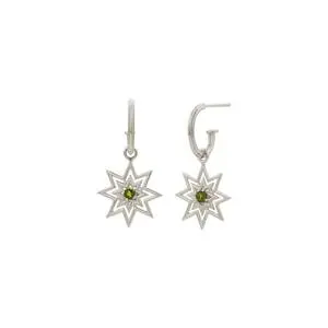 Zoë & Morgan Nora Hoops Sterling Silver, Chrome Diopside - Silver/green