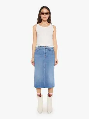 MOTHER The Swooner Straight A Midi Skirt Diggin' It - Blue