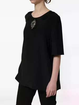 Dolce & Gabbana Sacred Heart Floral-appliqué Blouse - Black