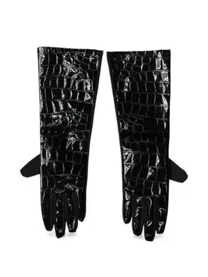 Dolce & Gabbana Croc-effect Elbow-length Gloves - Black