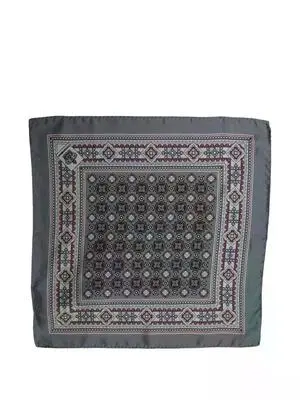 Dolce & Gabbana Gray Geometric Pocket-square Foulard Scarf - Grey