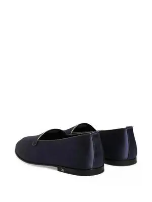 Dolce & Gabbana Navy Satin Dg-logo Loafers