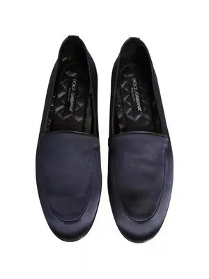 Dolce & Gabbana Navy Satin Dg-logo Loafers