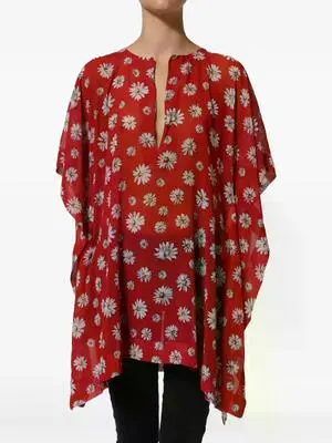 Dolce & Gabbana Floral-print V-neck Kaftan - Red