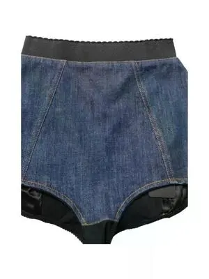 Dolce & Gabbana Cotton High Waist Denim Hot-pants Shorts - Blue