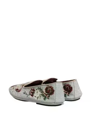 Dolce & Gabbana Angel-embroidery Loafers - Grey